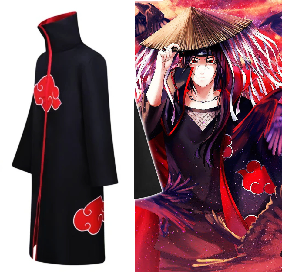 Naruto Akatsuki Cloak – Itachi Uchiha Cosplay Costume Robe With Red ...